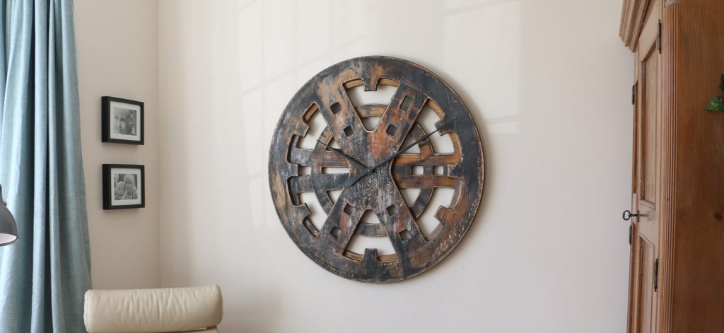 Industrial Clock handmade from wood and hand painted